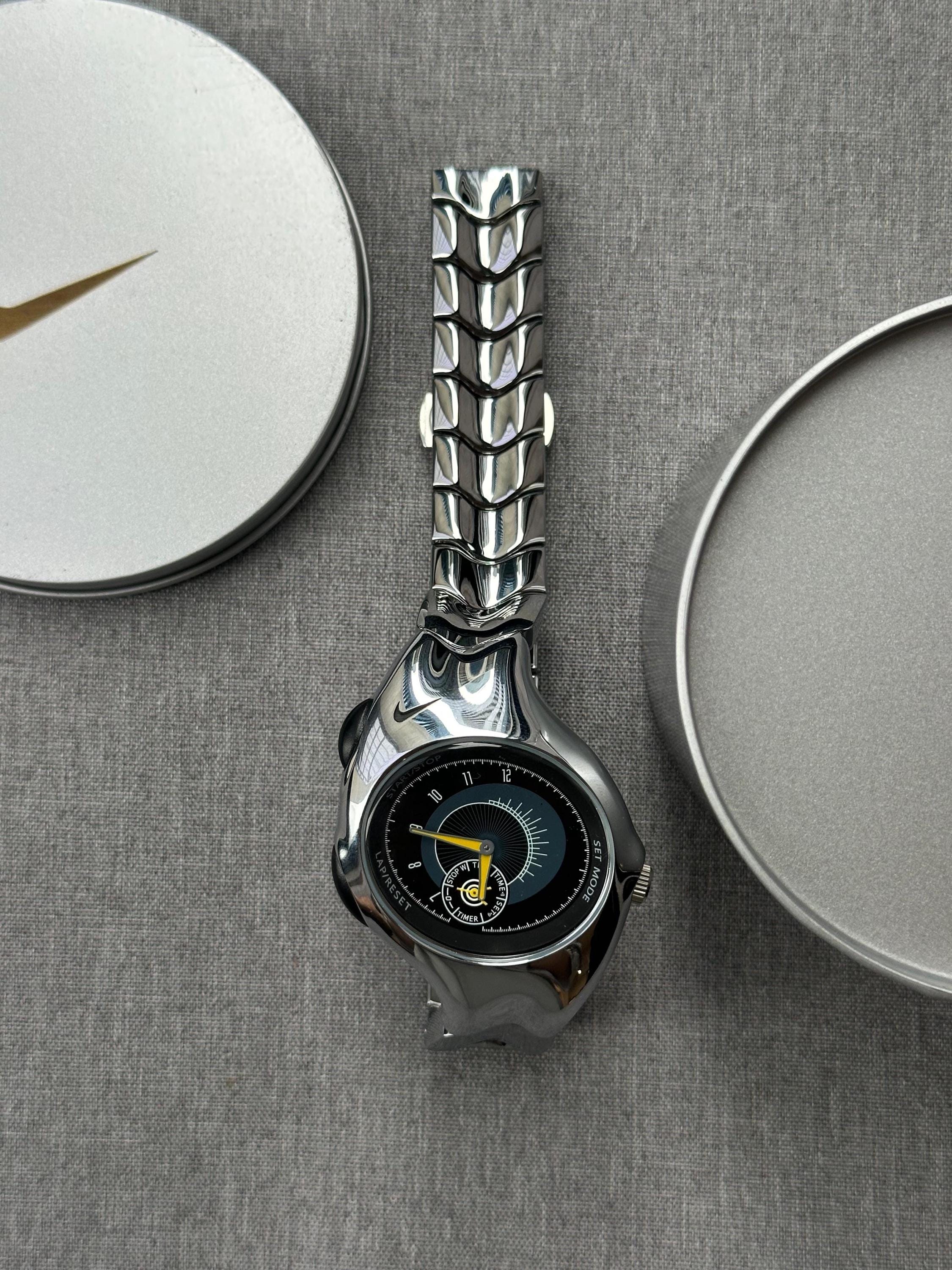Nike Triax Chronograph Watch Shiny Silver with black yellow dial – Vin ...